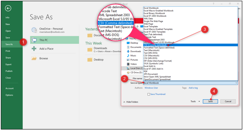 Save As CSV File Docs